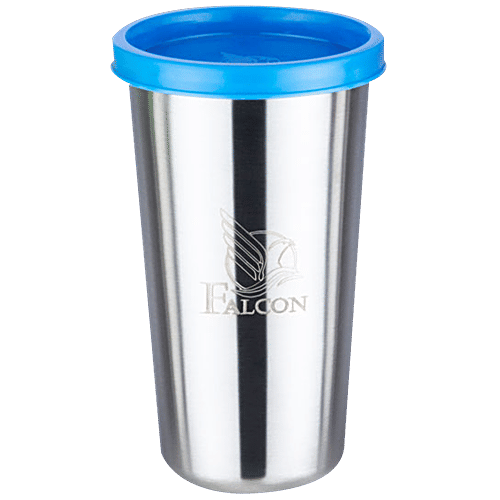 Buy PddFalcon Stainless Steel Glass - Blue Lid, Classic Online at Best ...