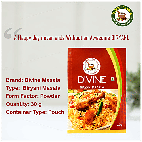 Buy DIVINE MASALA Blended Powdered Spice Mix - Biryani Masala, Serves 4 ...