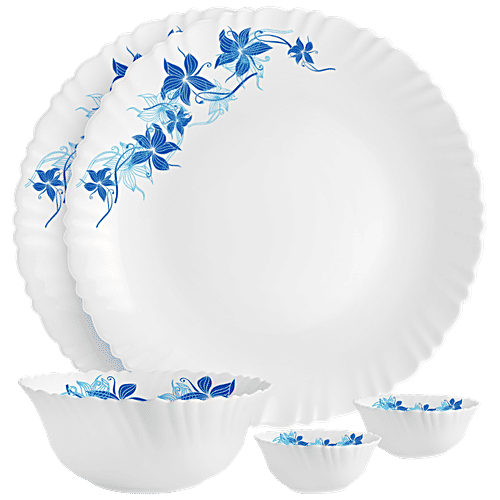 Buy Cello Dinner Set - Opalware, Blue Swirl, Dazzle, White Online at ...