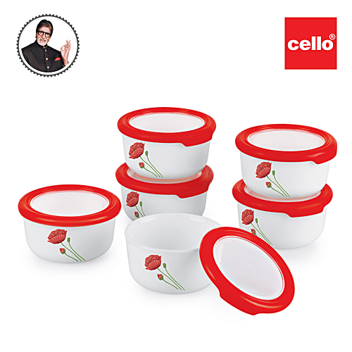 Buy Cello Opalware Condiment Set - Red Poppy - White and Red Online at ...