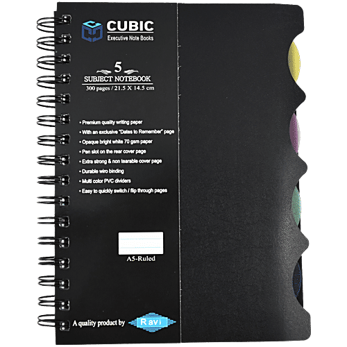Buy Cubic Eco Wiro Notebook - Black, Spiral Binding, A5, 300 Pages ...