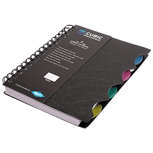 Buy Cubic 5-Sub Wiro Notebook - B5, 300 Pages, Black Online at Best ...