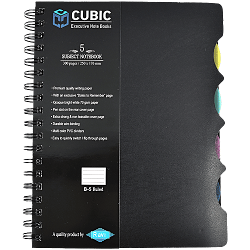 Buy Cubic Eco Wiro Notebook - Black, Spiral Binding, B5, 300 Pages ...