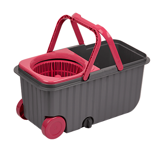 Buy Polyset Dual Wheel Bucket Mop - Pink, For Floor Cleaning Online at ...