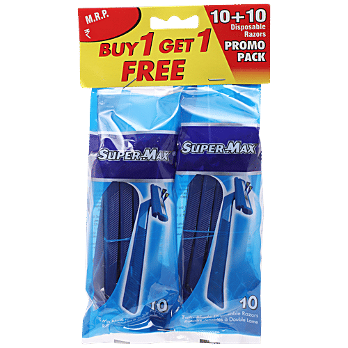 Buy Supermax Twin Blade Disposable Razor - With Comfortable Grip, For ...