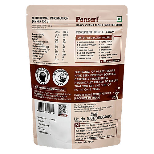 Buy PANSARI Black Chana Flour - Bengal Gram Millet, Gluten-free Online ...