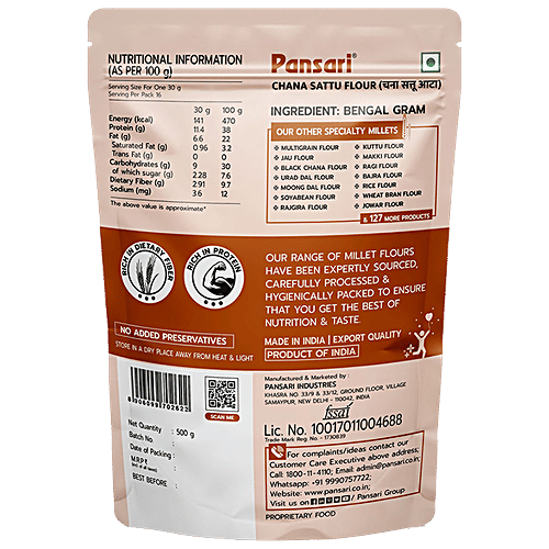 Buy PANSARI Chana Sattu Flour - Roasted Gram Millet, Refreshing Energy ...