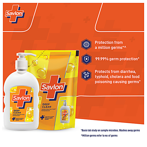 Buy Savlon Deep Clean Liquid Handwash - Germ Protection Pump & Refill Pack Online at Best Price ...