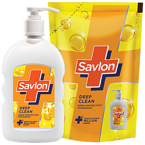 Buy Savlon Deep Clean Germ Protection Liquid Handwash, Pump & Refill ...