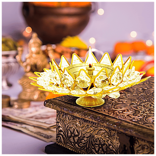 Buy Shubhkart Nitya Brass Pukhraj Crystal Pyali Diya - Medium Online at ...