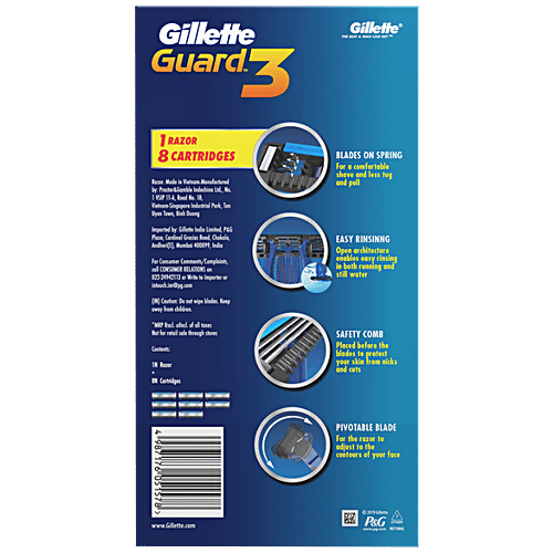 Buy Gillette Guard 3 Single Razor With 8 Blades Catridges - Single ...