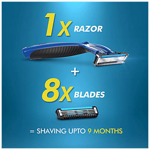 Buy Gillette Guard 3 Single Razor With 8 Blades Catridges - Single ...