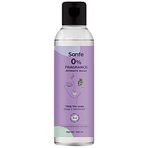 Buy Sanfe 0% Fragrance Intimate Wash 3 In 1 - Prevents Odour, Maintains ...