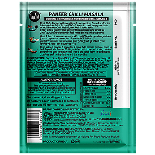 Buy Inchi Paneer Chilli Masala - Ready To Cook Online at Best Price of ...