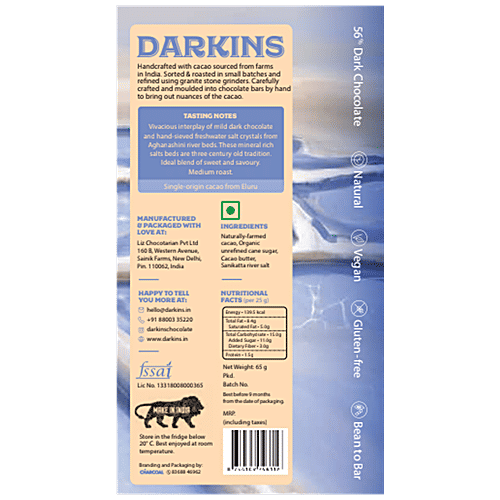 Buy Darkins Artisanal Dark Chocolate - With Sanikatta Salt, Vegan ...