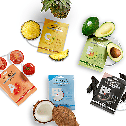 Buy Ponds Vitamin Duo Sheet Mask - Hydrating, Vitamin B3 + Coconut ...