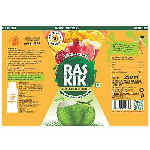 Buy RASKIK Coco-Mixed Fruit Coconut Water - Highly Nutritious, Rich In ...