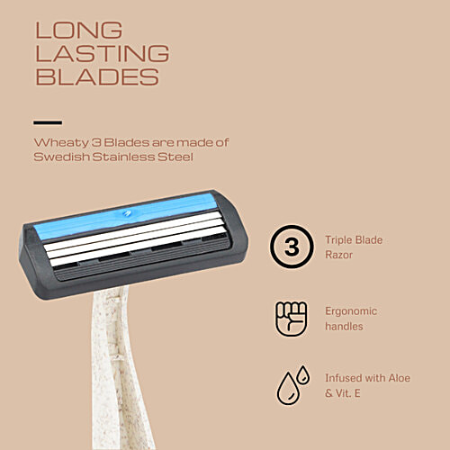 Buy Hajamat Wheaty 2 Shaving Razor - Biodegradable, Triple Blade ...