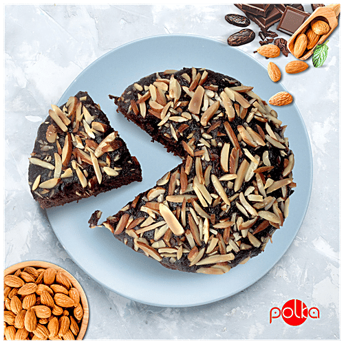 Buy POLKA Chocolate Almond Cake - Eggless, Soft & Fluffy Online at Best ...