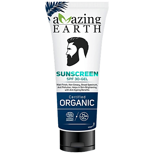 Buy Amazing Earth SunScreen SPF 30 Gel - Certified Organic, Matt Finish ...
