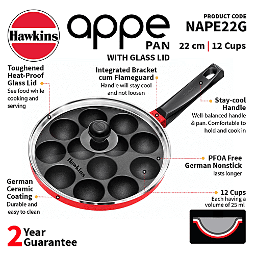 Buy Hawkins Diecast Non-Stick Appe Pan/Appam Patra/Paniyarakkal/Paddu ...