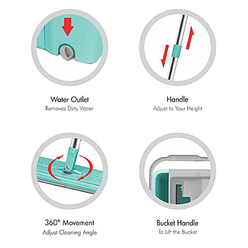 Buy Milton - Spotzero Flat Mop With Flexible Bristles - Plastic, With ...