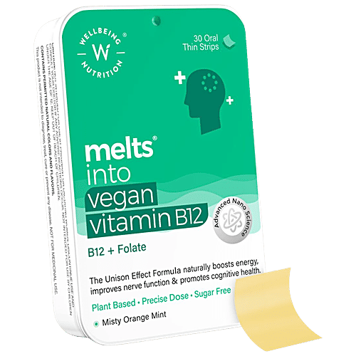 Buy Wellbeing Nutrition Melts Vegan Vitamin B12 Oral Thin Strips ...