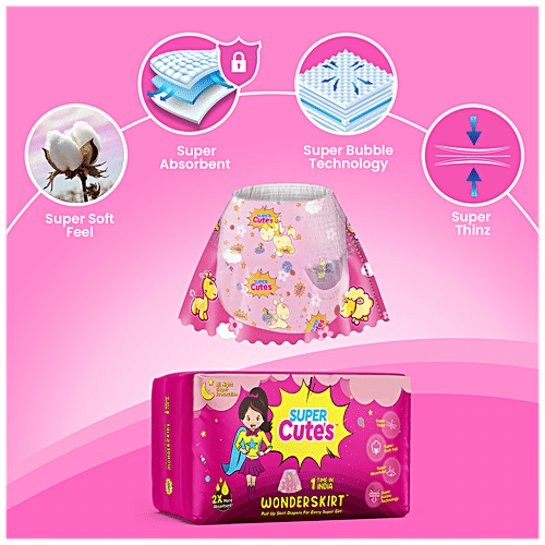 Buy Super Cute's WonderSkirt Pull Up Skirt Diapers For Girls - Soft, No ...