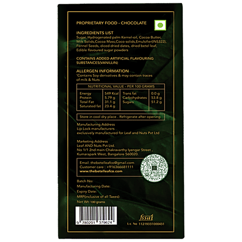 Buy The Betel Leaf Co. Not Knowingly Paan - Dark Mint Chocolate Online ...