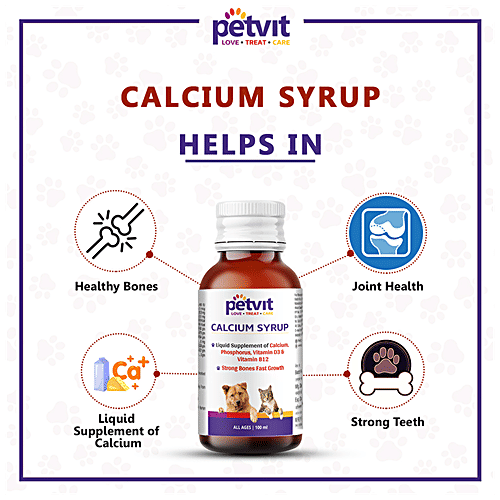 Buy Petvit Calcium Syrup - Strong Bones Fast Growth, For Dogs & Cats ...