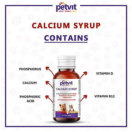 Buy Petvit Calcium Syrup - Strong Bones Fast Growth, For Dogs & Cats ...