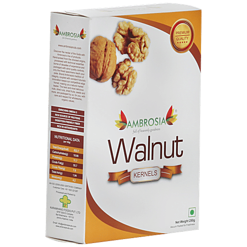 Buy Ambrosia Premium Walnut Kernels - Extra Light Halves, Rich In Minerals, Cholesterol Free ...