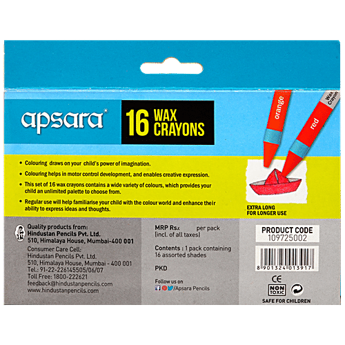 Buy Apsara Wax Crayons - Easy To Use, Non-Toxic, Smudge-Free, Bright ...