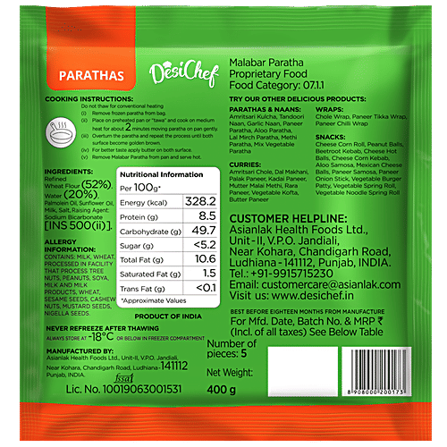 Buy DesiChef Malabar Paratha - Ready To Eat, No Added Preservatives ...