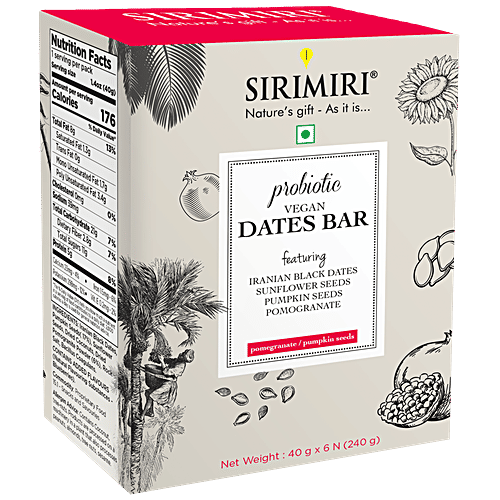 Buy SIRIMIRI Probiotic Vegan Dates Bar - Pomegranate & Pumpkin Seeds ...