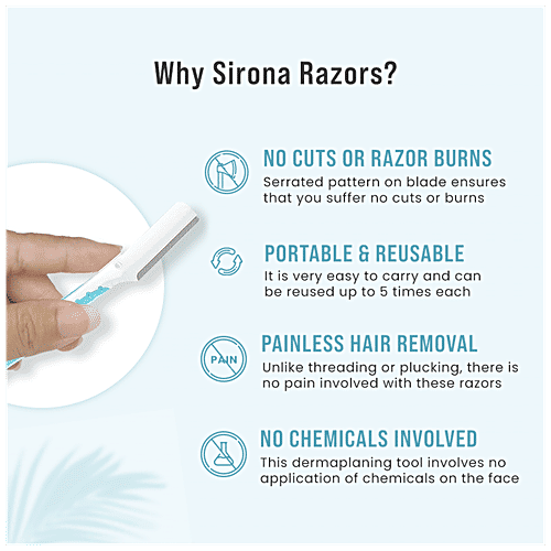 Buy SIRONA Reusable Eyebrow & Face Razors for Painfree Facial Hair ...