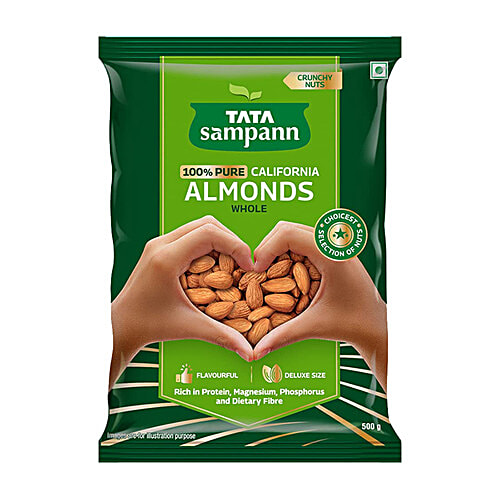Buy Tata Sampann 100% Pure California Almonds Whole - Premium Quality Badam Giri, Rich In ...