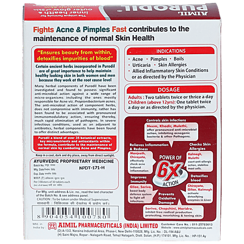 Buy AIMIL Purodil Tablets - Control Skin Allergies, Fights Acne ...