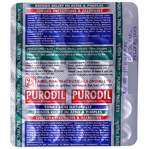 Buy AIMIL Purodil Tablets - Control Skin Allergies, Fights Acne ...