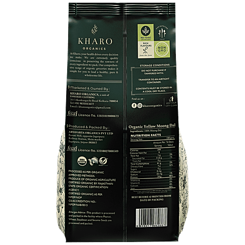Buy Kharo Organics Organic Yellow Moong Dal - Pure, Non GMO, High In ...