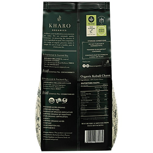 Buy Kharo Organics Kabuli Chana/Chickpea - Organic, Non GMO, High In ...