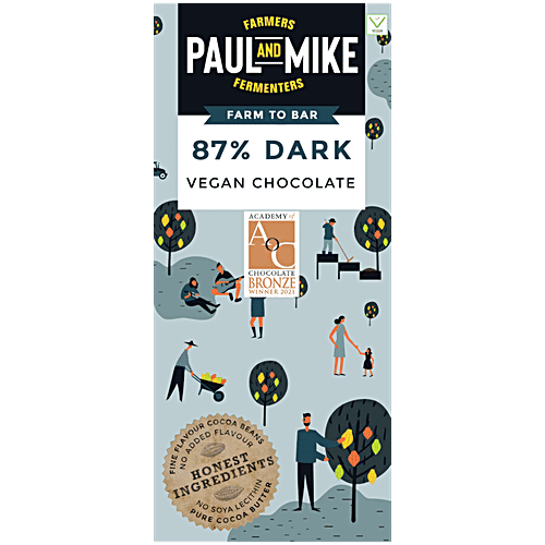 Buy Paul And Mike 87% Dark Vegan Chocolate - No Refined Sugar, 100% ...