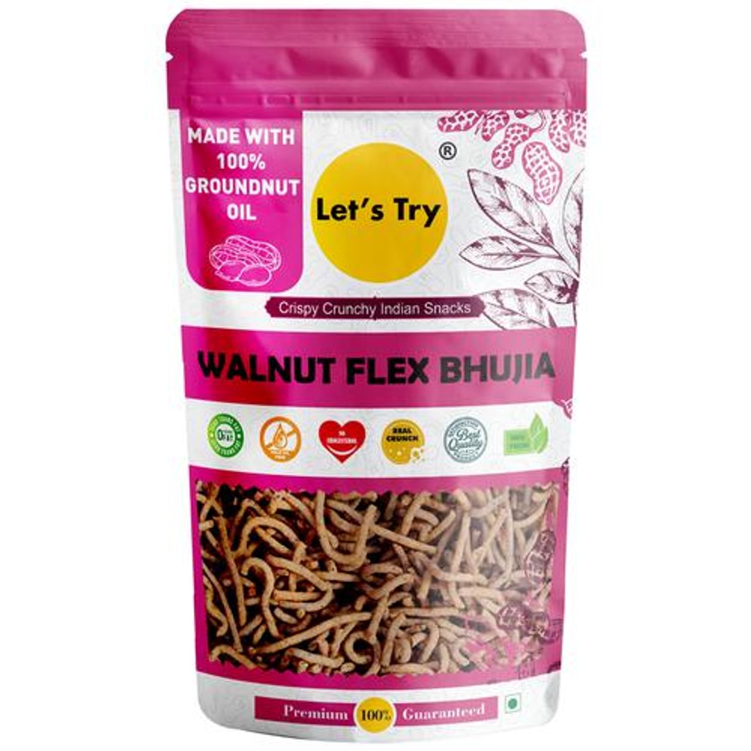Buy Let's Try Walnut Flex Bhujia Snacks - Crispy, Crunchy, High In ...