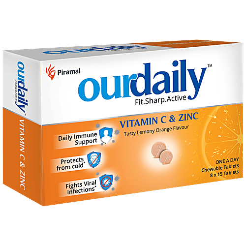 Buy Ourdaily Vitamin C & Zinc Chewable Tablet - Provides Immune Support, Orange Flavour Online ...