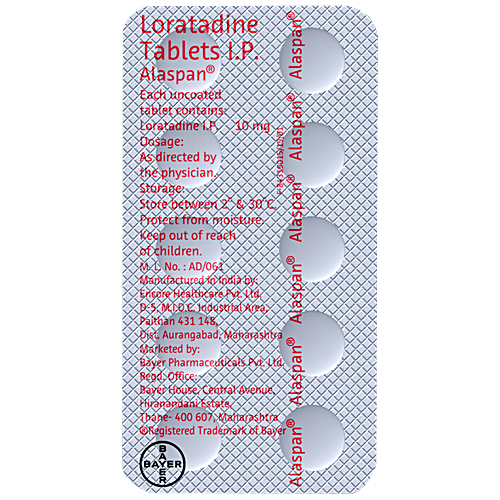 Buy Alaspan Loratadine Tablet - Provides Relief From Sneezing, Itchy ...