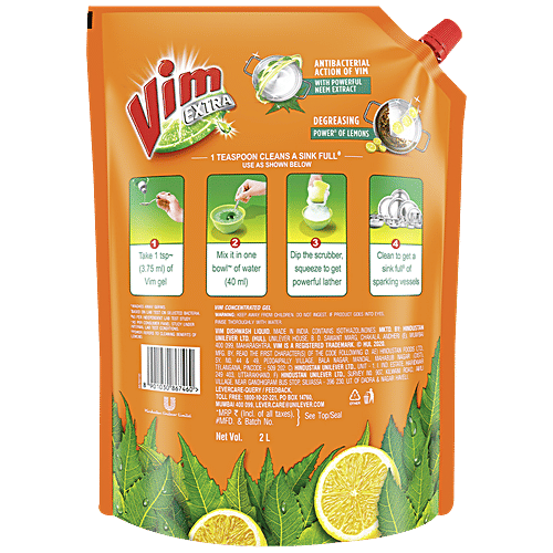 Buy Vim Dishwash Anti Bac Liquid, Neem Online at Best Price of Rs 415 ...