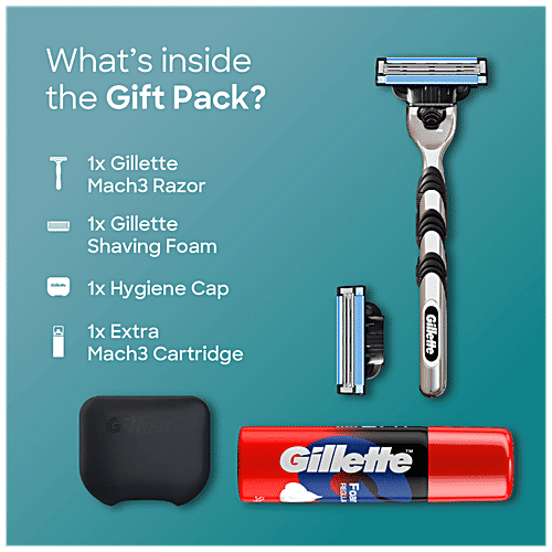 Buy Gillette Mach 3 Celebrations Gift Pack - With Razor, Shaving Foam ...