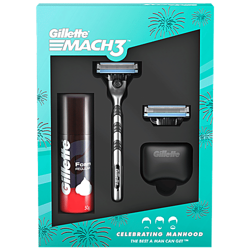 Buy Gillette Mach 3 Celebrations Gift Pack - With Razor, Shaving Foam ...