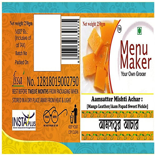 Buy Menu Maker Aamsatter Mishti Achar/Mango Leather Aam Papad Sweet ...