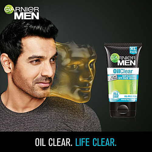 Buy Garnier Men Oil Clear Icy Facewash - Deep Cleansing, Mineral Clay & Menthol, For Oily Skin ...
